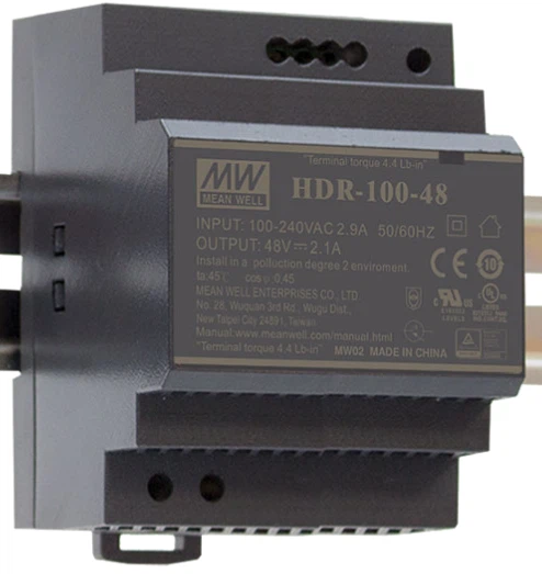 Zasilacz impulsowy na szynę DIN HDR-100 24V DC 3,83A 92W MEAN WELL - PS ...